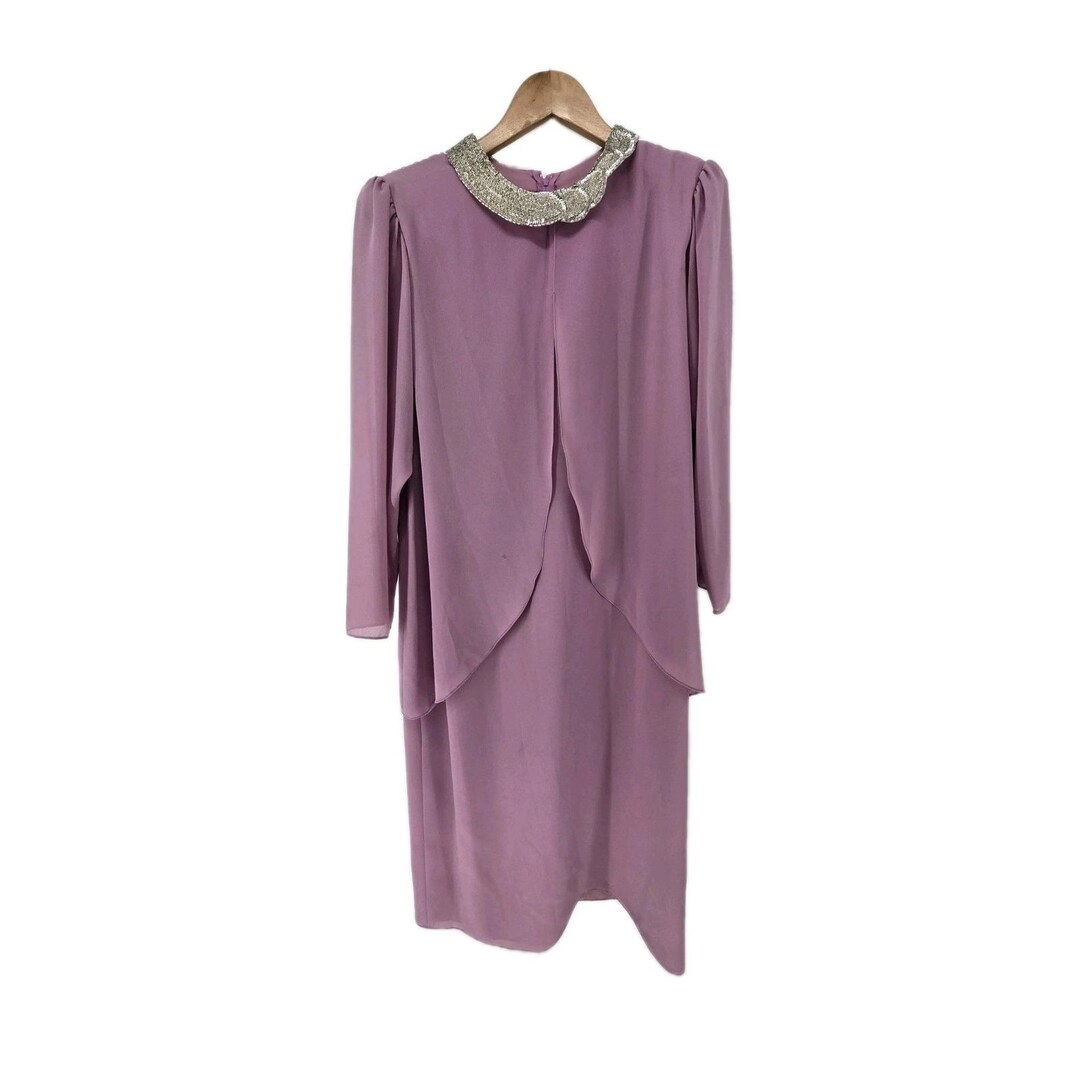 Vintage 60s Miss Elliette Midi Dress Size 12 Mauve Purple Embellished ...