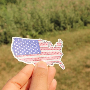America Flag Sticker, US Decal, USA Map, US Flag, American Decor, Stars ...
