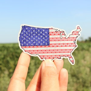 America Flag Sticker, US Decal, USA Map, US Flag, American Decor, Stars ...