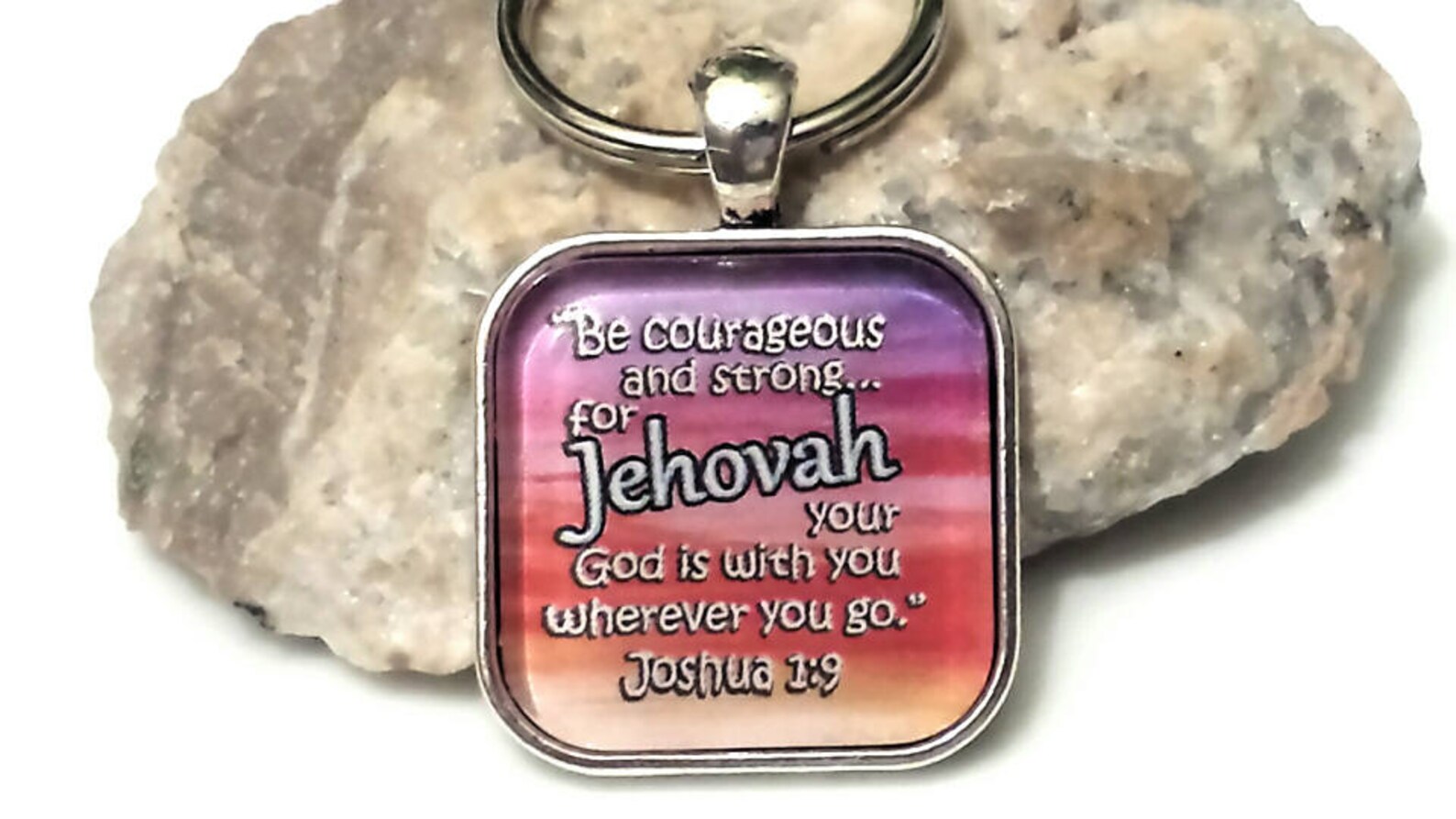 JW Gifts/jw Key Ring Silver, Copper/'be Courageous and Strong'/joshua 1 ...