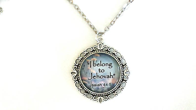 JW Gifts/jw Necklace/'i Belong to Jehovah' Isa 44:5/yellow Flowers Blue ...