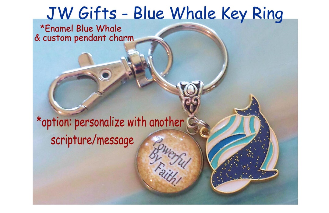 JW Gifts/jw Key Ring With Clip/enamel Blue Whale Pendant Key - Etsy