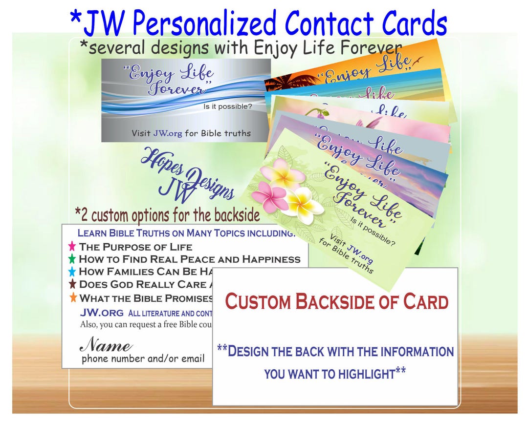 Personalized JW Contact Cards: Enjoy Life Forever Design - Etsy