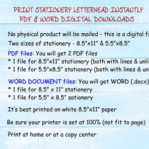 JW Letter Writing Stationery Instant PDF & WORD Digital Files/egret ...