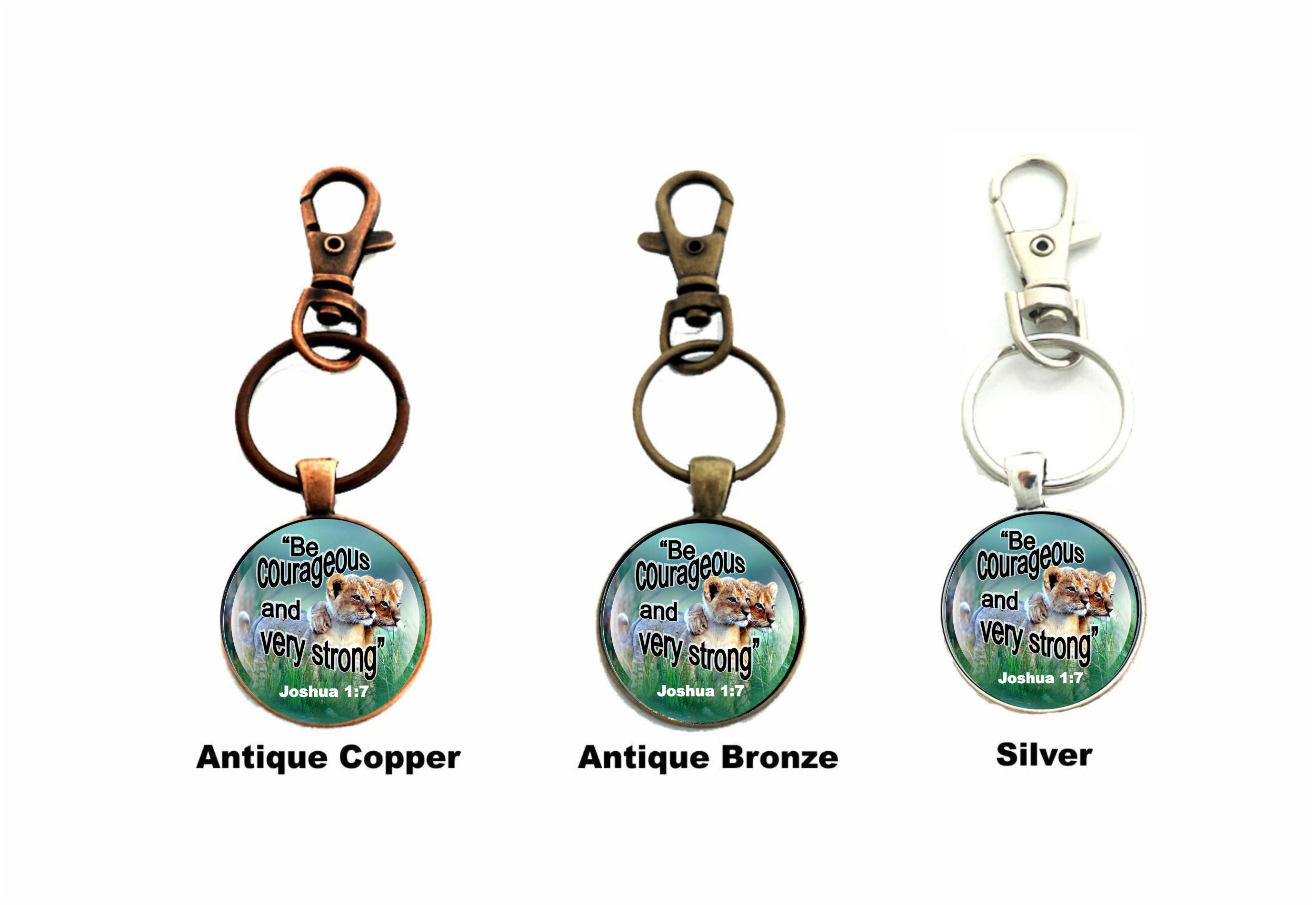 JW Gifts/round Key Ring With Clip/'be Courageous & Very Strong' Joshua ...