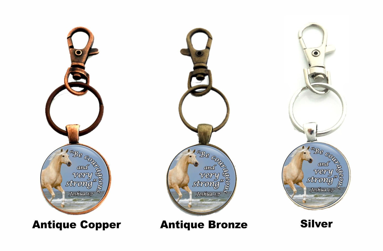 JW Gifts/round Key Ring With Clip/'be Courageous and Very Strong ...