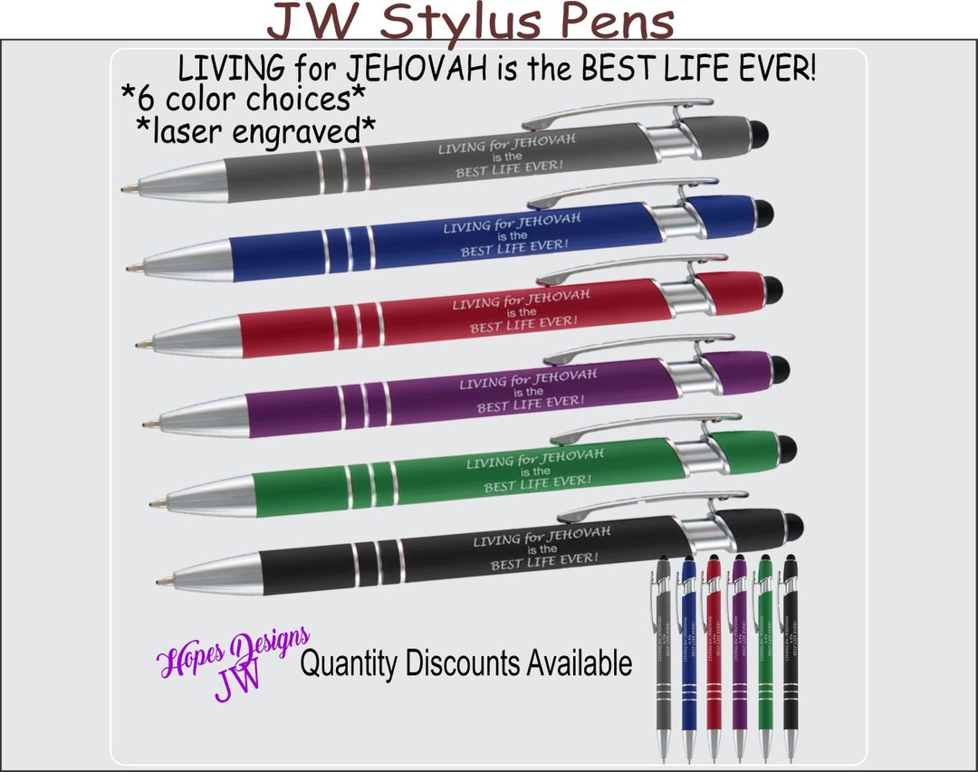 JW Gifts - Stylus Laser Engraved Pen - Living for Jehovah is the Best ...