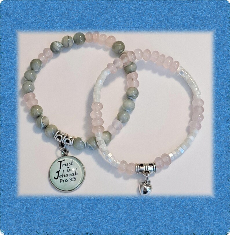 Semi-precious Stone Charm Bracelet Set: Stackable Stretch Jewelry - Etsy