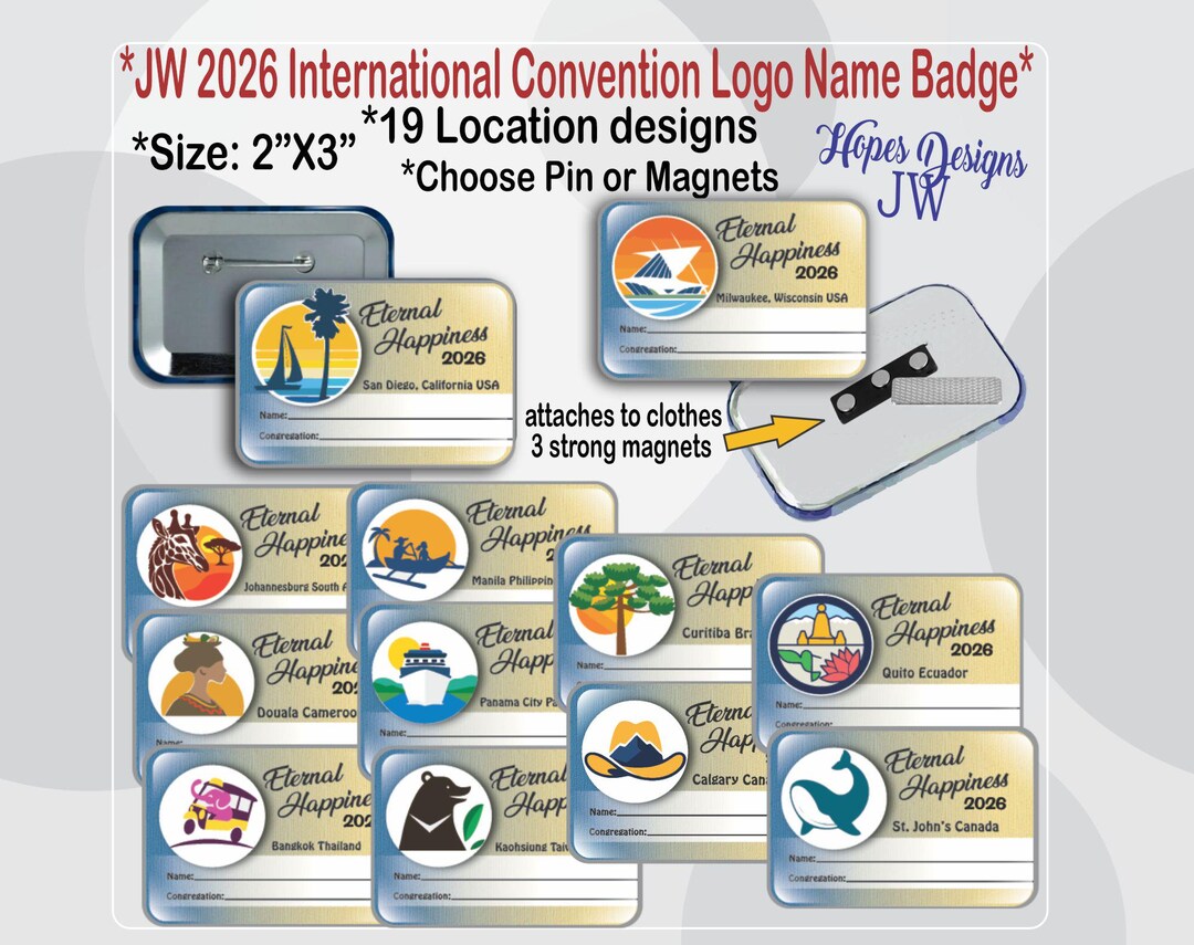 JW International Convention Logo Name Badge - Eternal Happiness - 19 ...