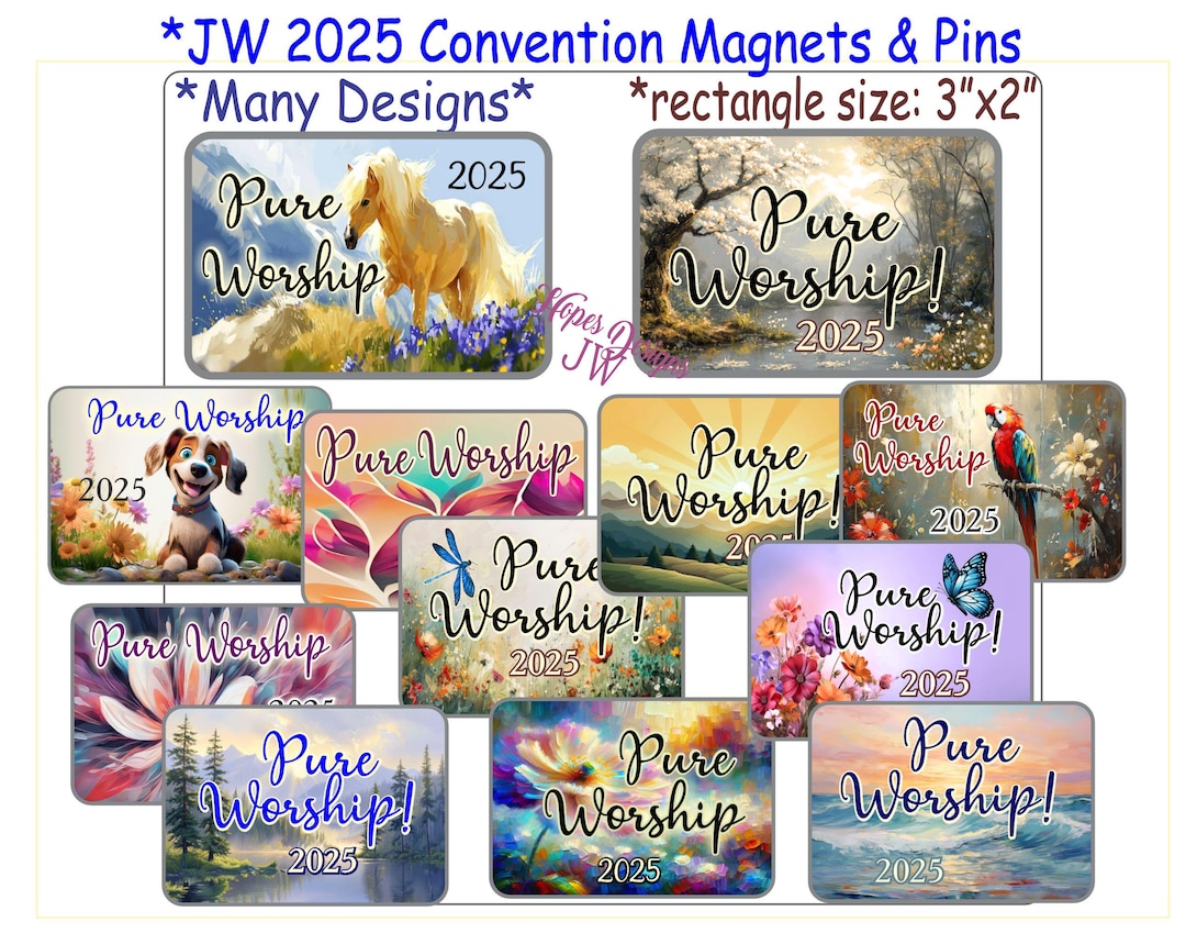 JW 2025 Pure Worship Convention - Rectangle Pins & Magnets - Convention Gift - Best Life Ever ...