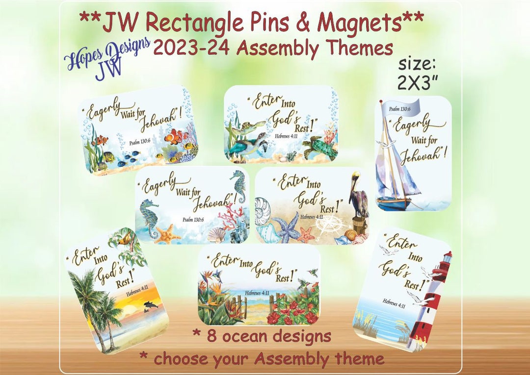 JW Gifts 2023 Assembly Themes/rectangle Pins-magnets/ocean Designs ...