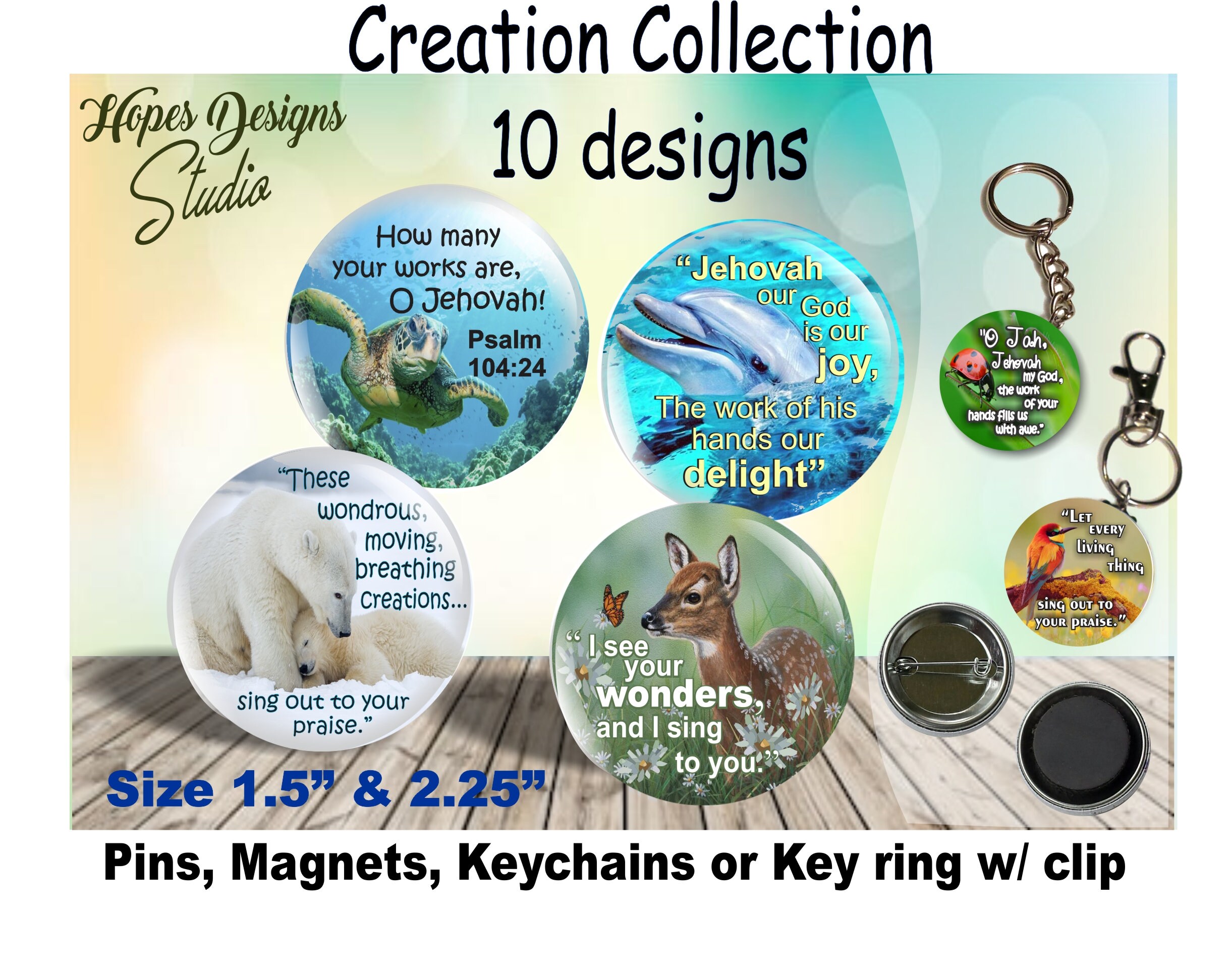 JW gifts/JW Creation Collection/1.5 & 2.25 pins | Etsy