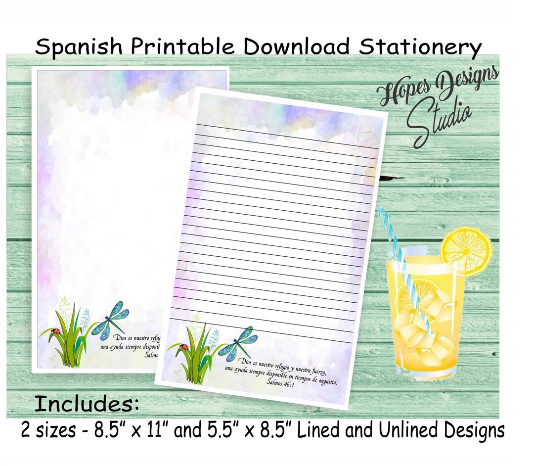 Spanish Dragonfly Stationery: JW Letter Writing Paper (PDF Download) - Etsy
