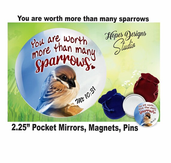 JW gifts...you are worth more than many sparrows Luke 12:7pack of magnets 4x3sparrow & floral ...