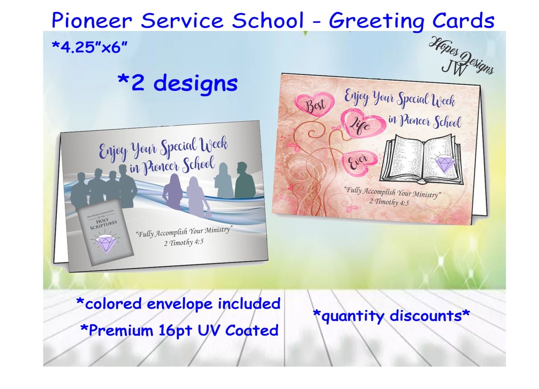 JW Gifts Pioneer Service School Greeting Card 2 Designs/jw Pioneer/jw ...