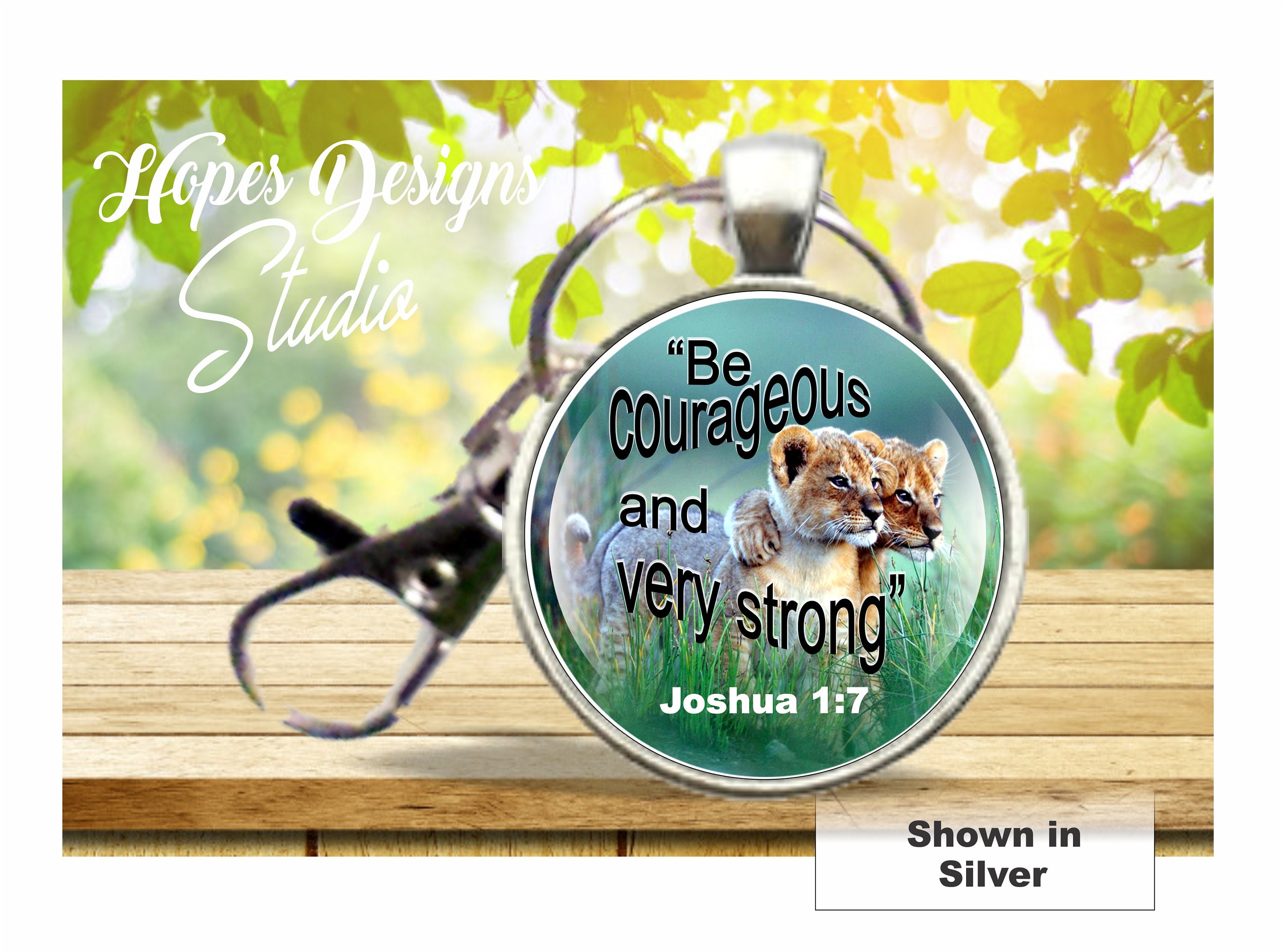 JW Gifts/round Key Ring With Clip/'be Courageous & Very Strong' Joshua ...