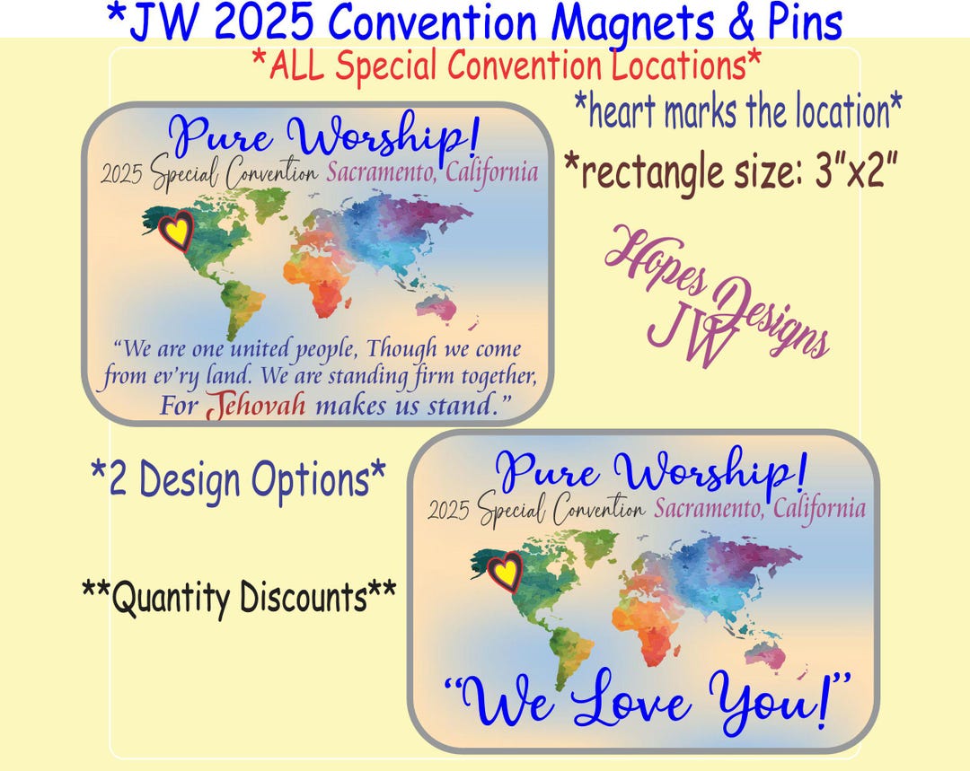 JW 2025 Special Convention - World Map With Heart Location Design ...