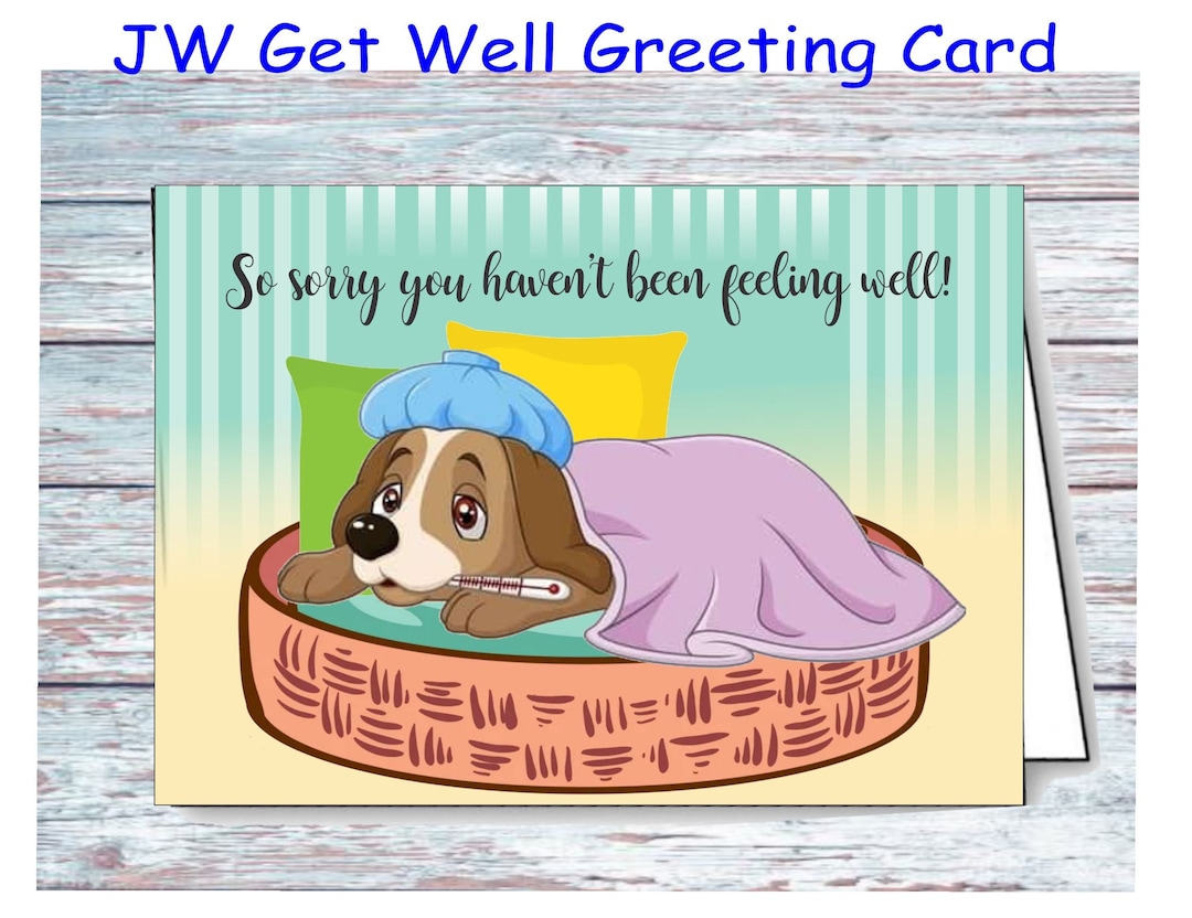 JW Gifts/jw Get Well Greeting Card - Cute Dog Design/jw Encouragement ...