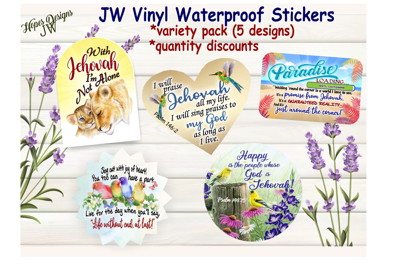 JW Gifts/vinyl Stickers/variety Pack 5 Design/jw.org/best Life - Etsy UK