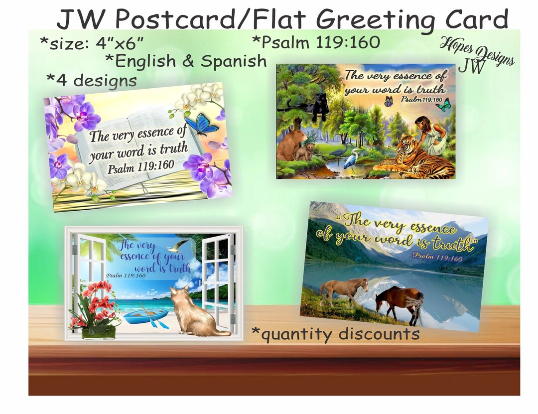 JW 2023 Year Text Postcard Flat Card/psalm 119:160/4 Designs English ...