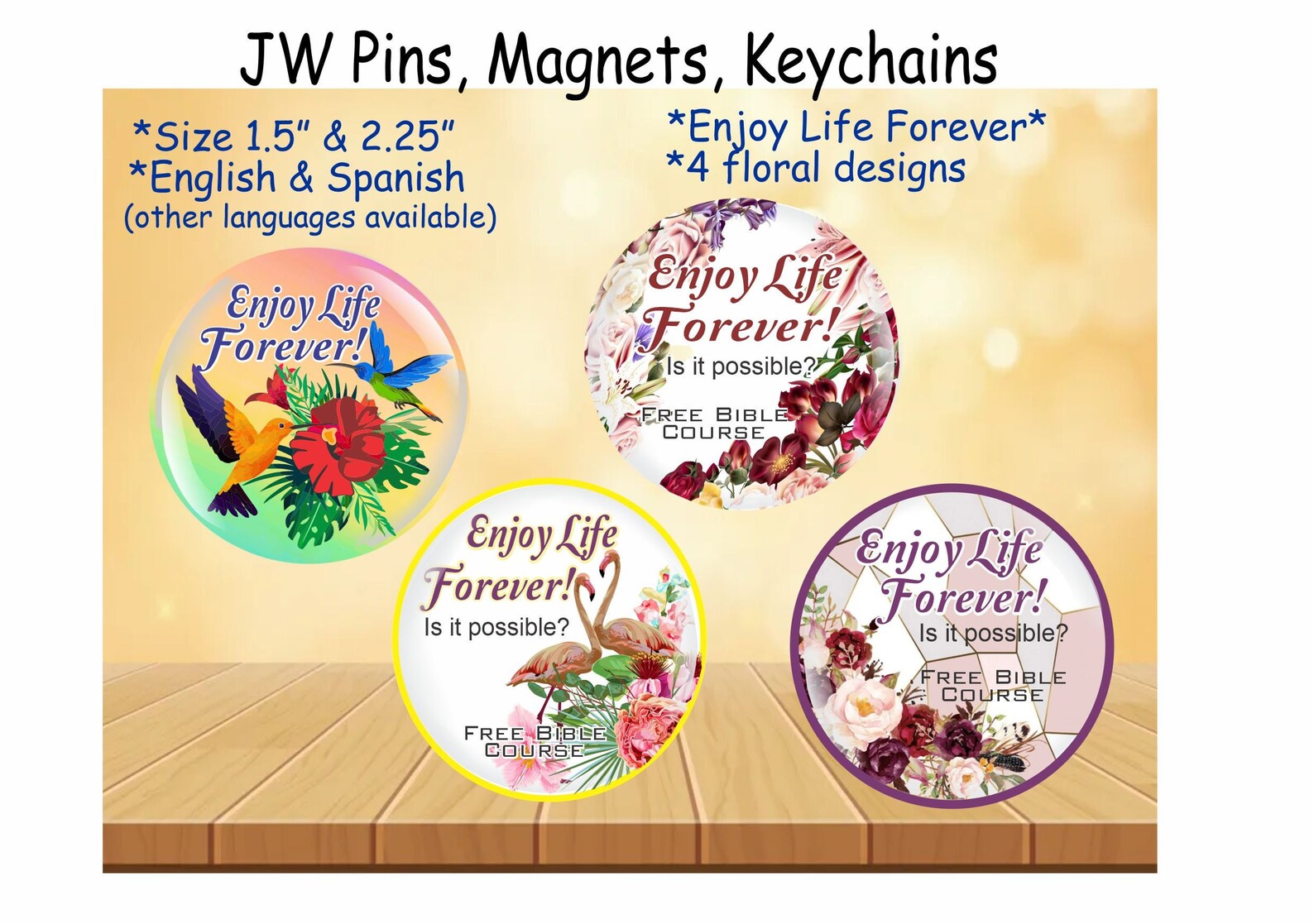JW Gifts/enjoy Life Forever 1.5 & 2.25 Pin - Etsy