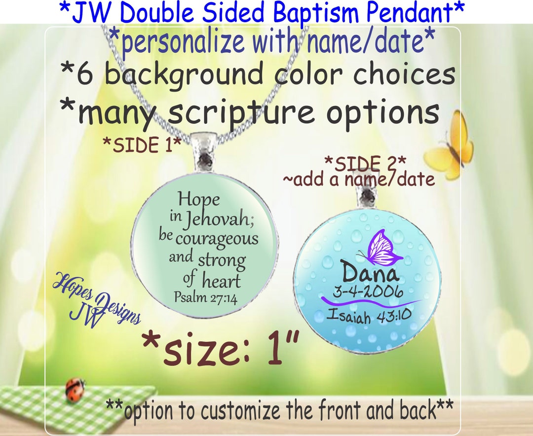 Personalized JW Baptism Pendant: Double-sided Scripture Gift - Etsy