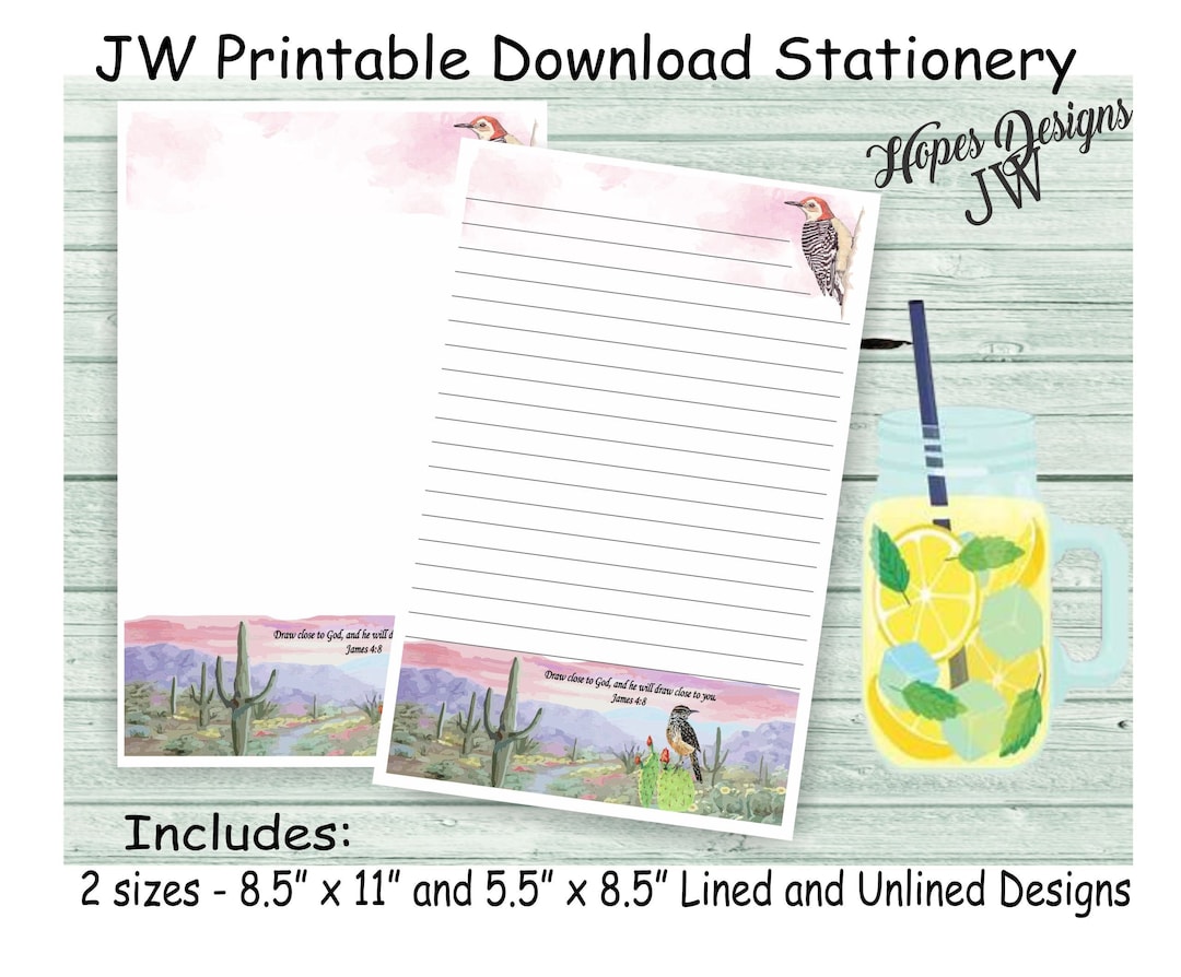 JW Letter Writing Stationery Instant PDF & WORD Digital Files/desert ...