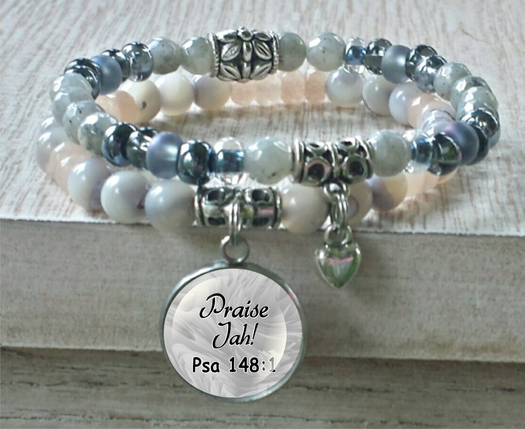 JW Charm Bracelet Set: Mother of Pearl, Semi-precious Stone Stretch ...