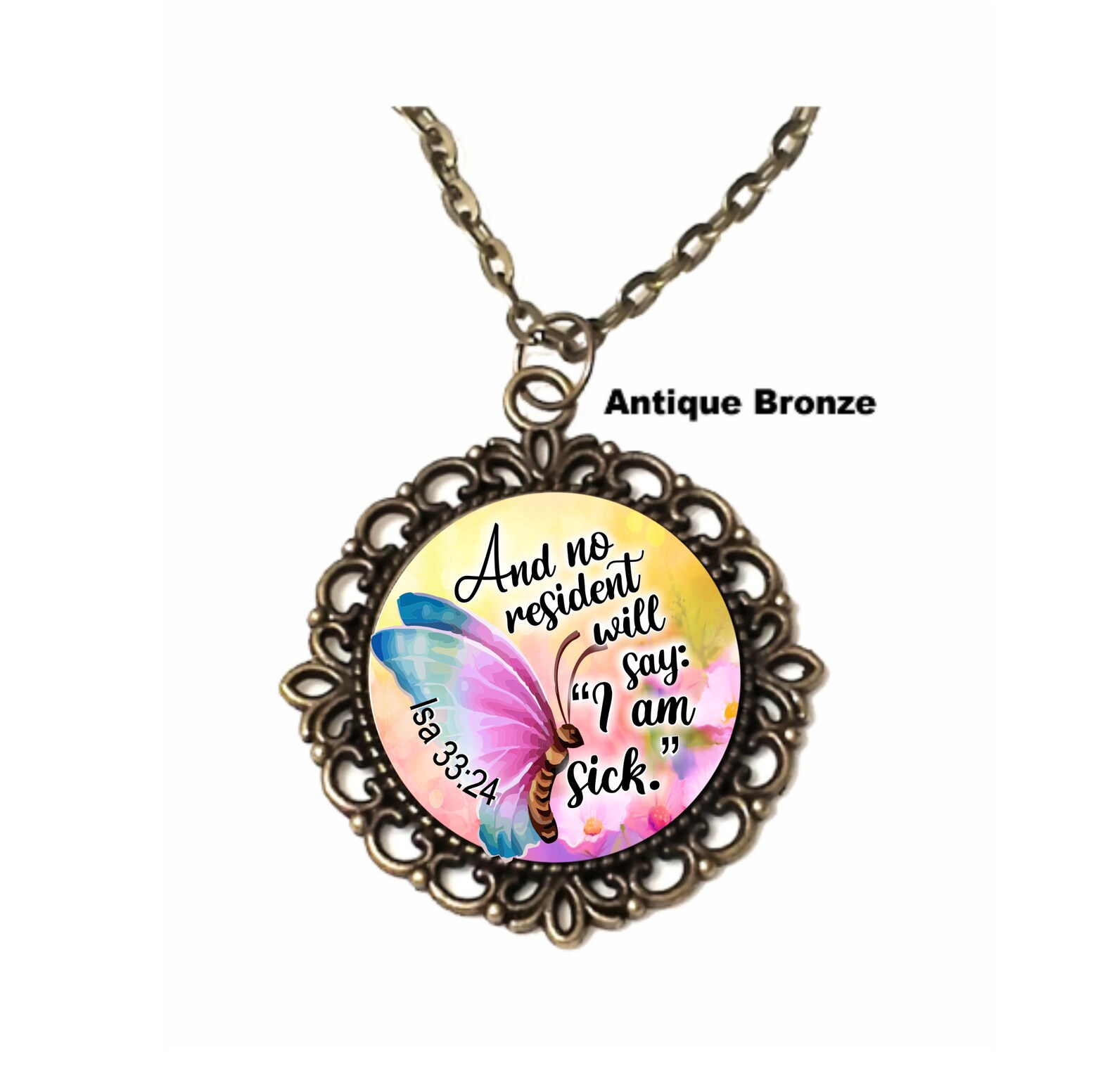 JW Gifts/jw Necklace 'and No Residence Will Say I Am Sick.' Isaiah 33: ...