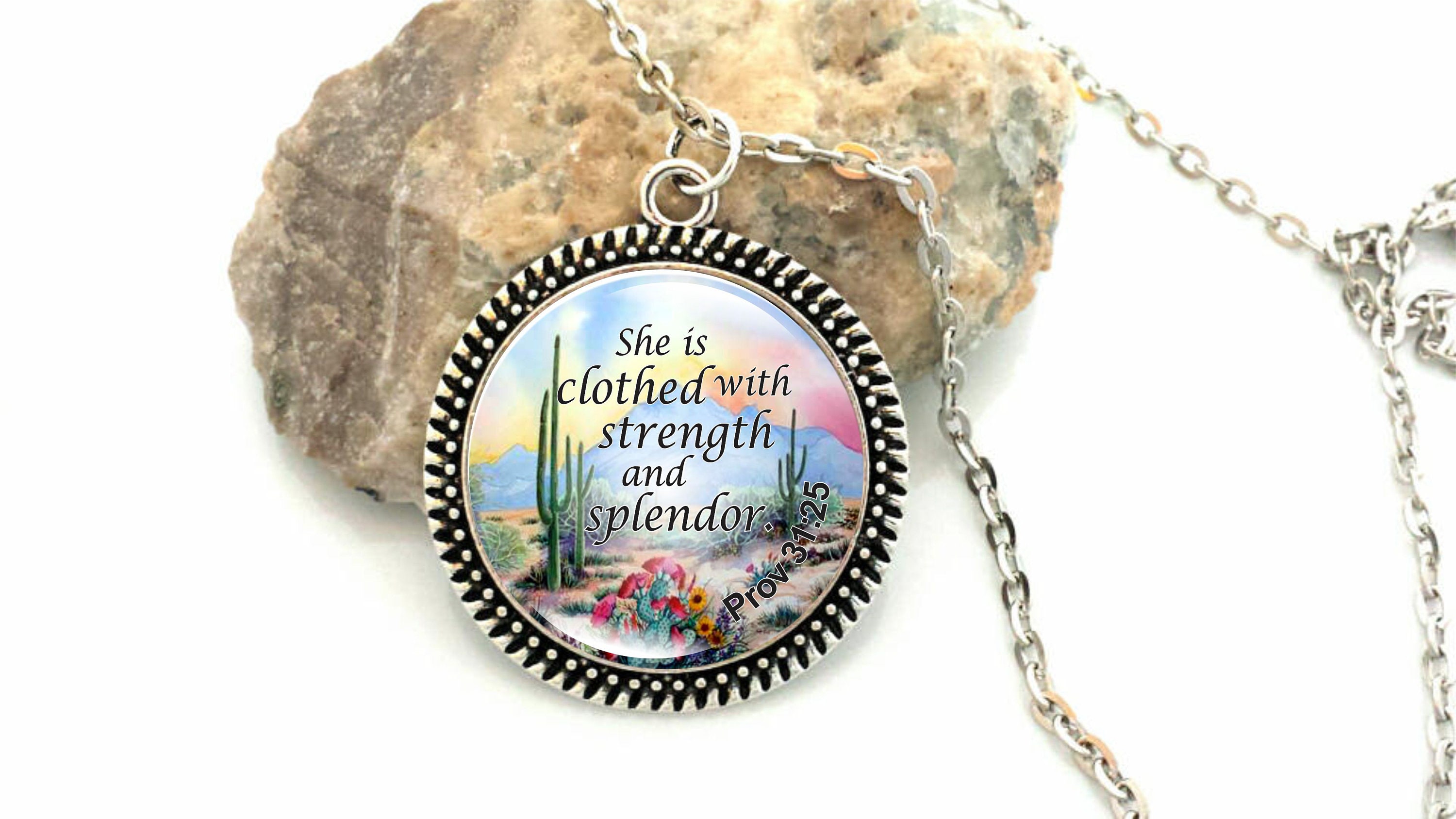 JW Gifts/jw Necklace 'she is Clothed With Strength and - Etsy