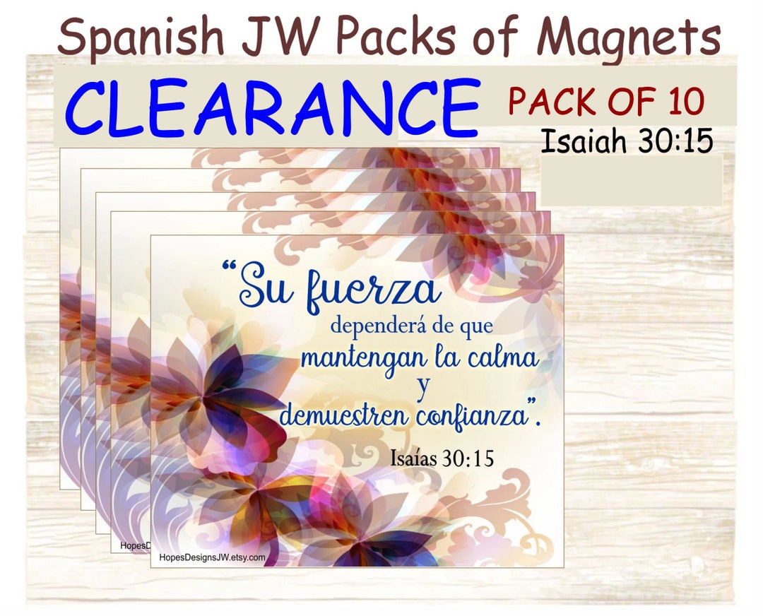 CLEARANCE Spanish Magnets Isaías 30:15/pack of Magnets 4"x2.75 ...
