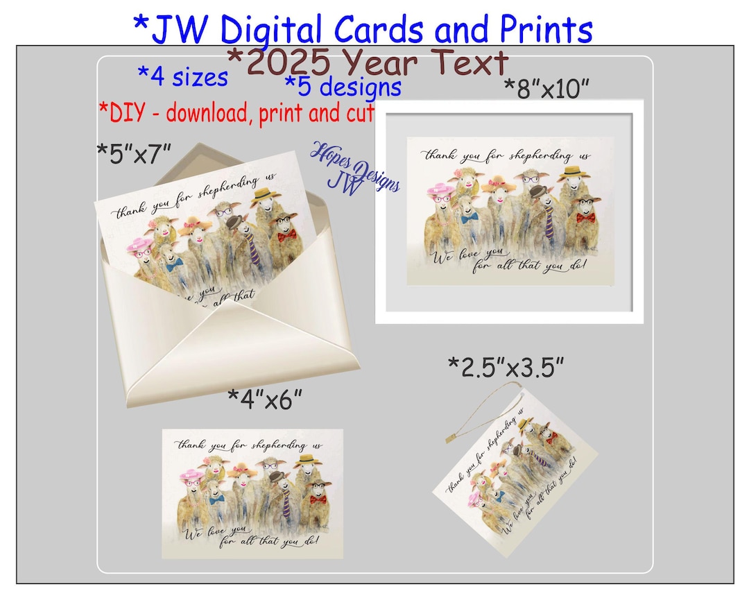 JW Shepherds Elder Cards Prints - Congregation Sheep Design - Instant ...