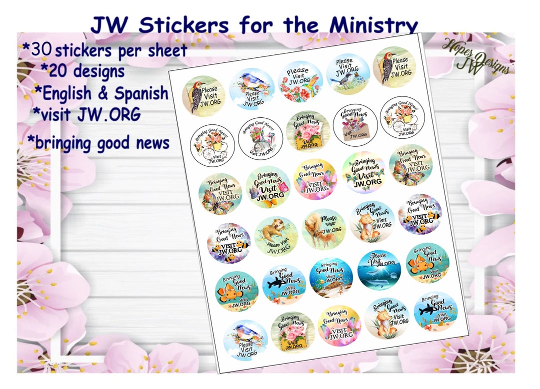JW Ministry Stickers: Visit JW.ORG, Bringing Good News (30 per Sheet ...
