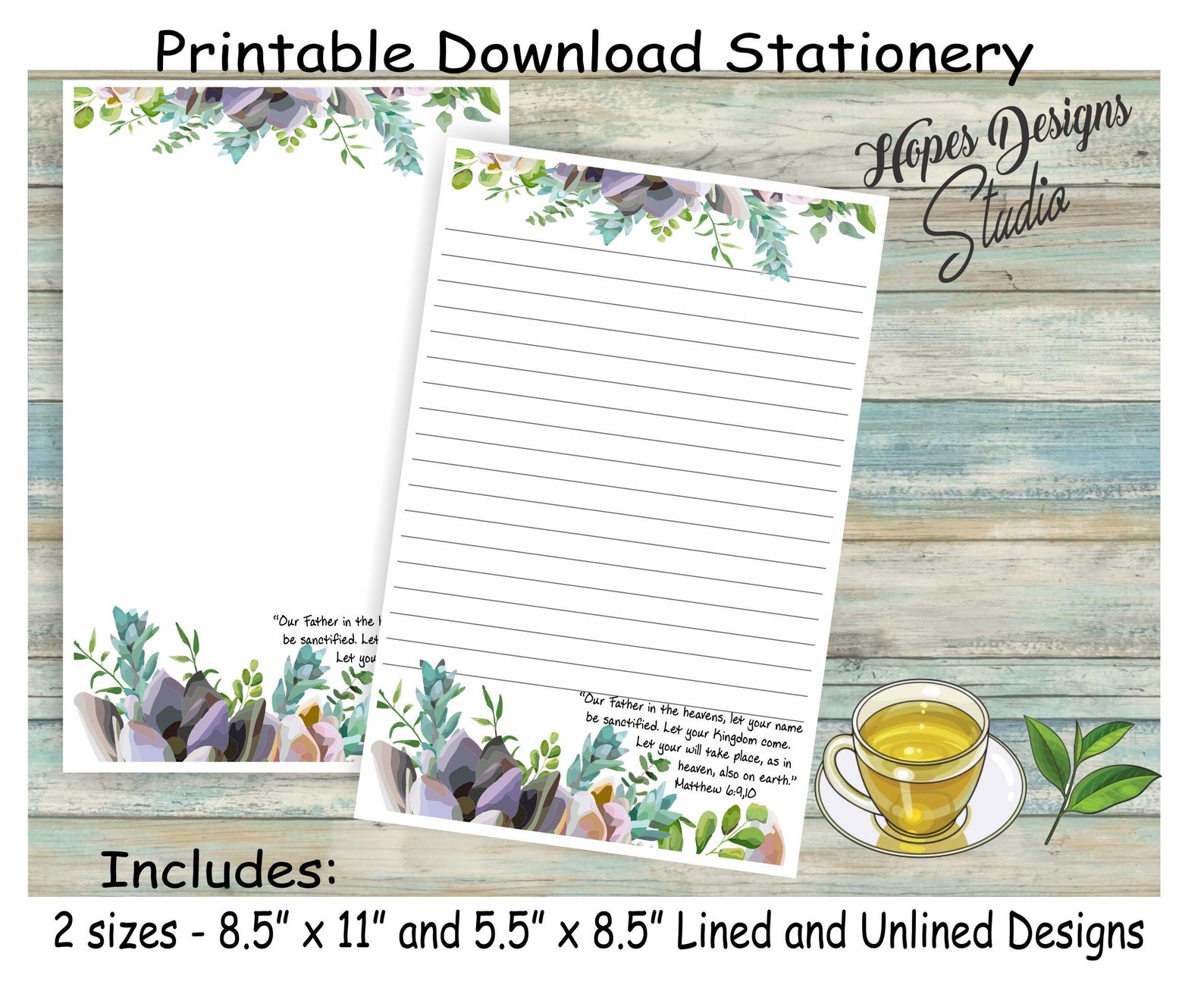 Succulent Stationery: JW Letter Writing Paper (PDF & Word) - Etsy