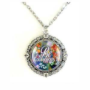 JW Gifts/pendant Necklace/be Courageous/floral Design/personalize ...