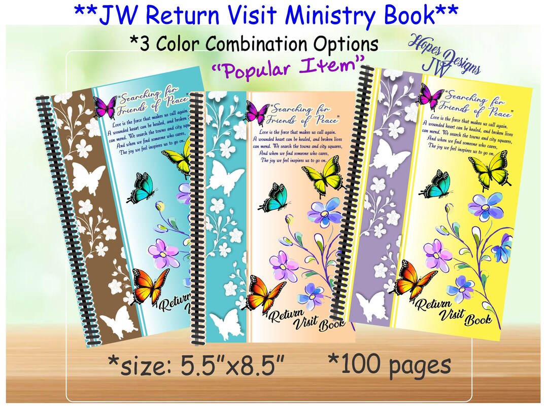 Butterfly JW Return Visit Book: Ministry Service Notebook - Etsy