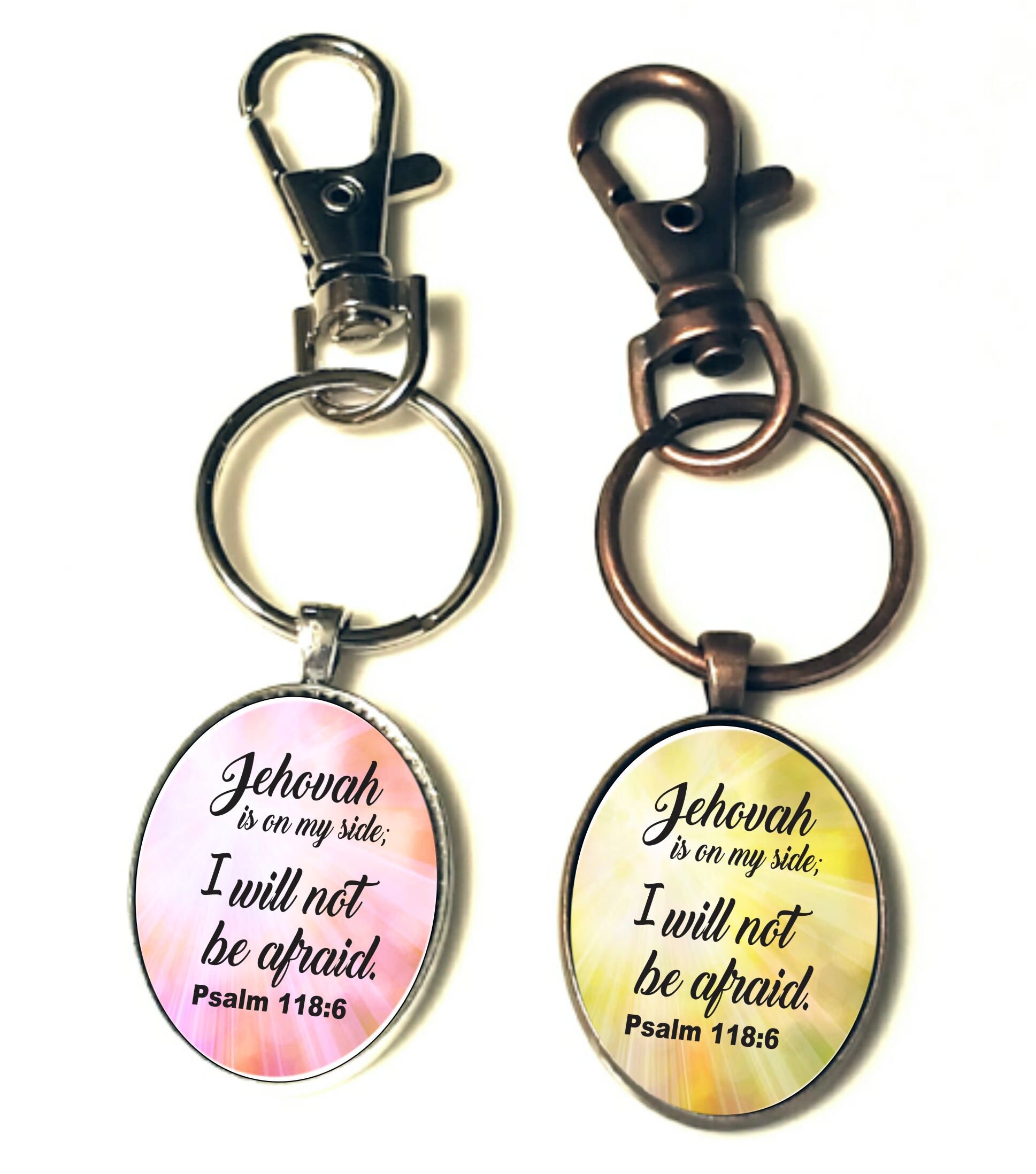JW Gifts/oval Key Ring With Clip/'jehovah is on My Side. I Will Not Be ...