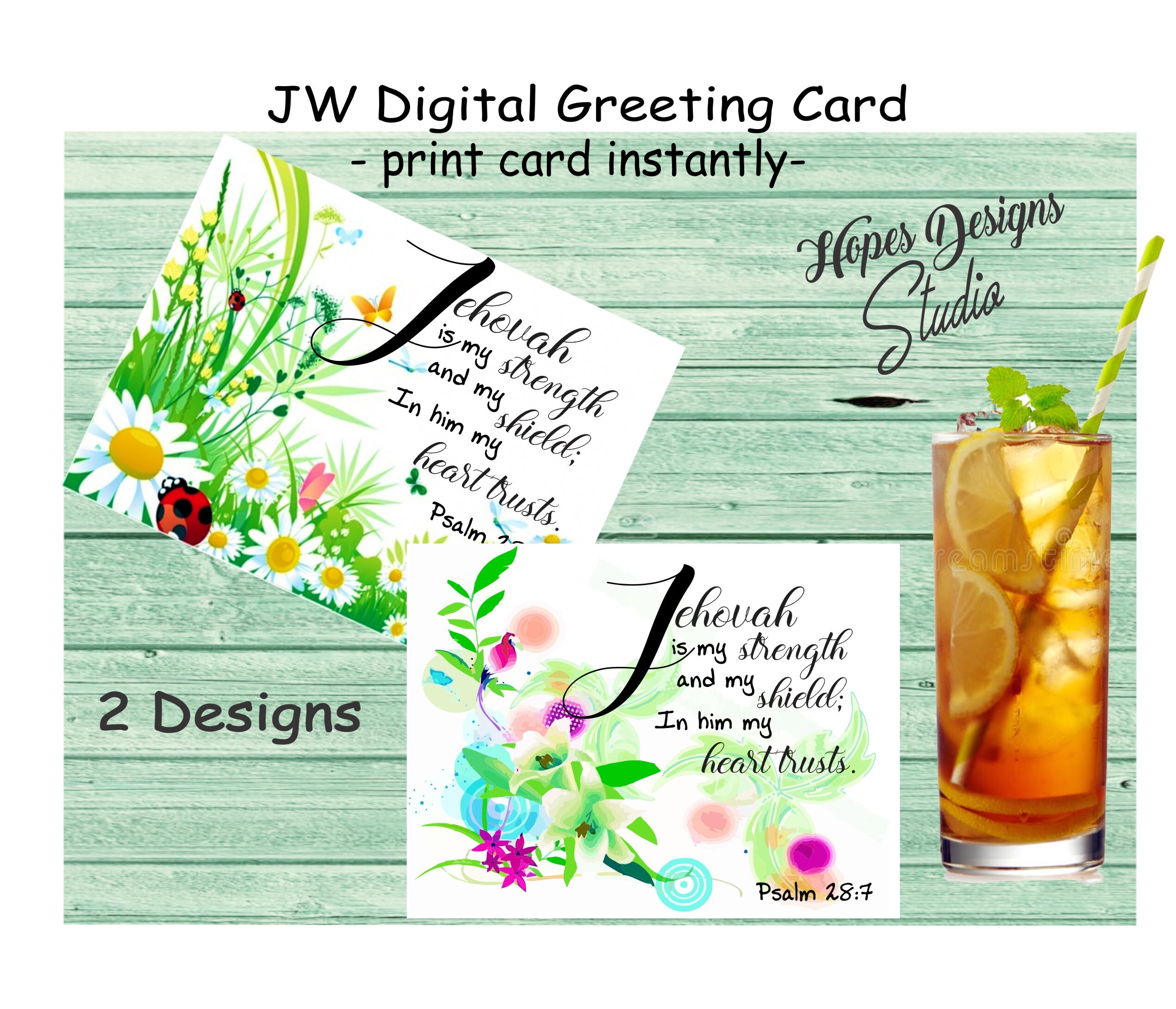 JW Letter Writing Digital Card - Instant Download/2 Spring Floral ...