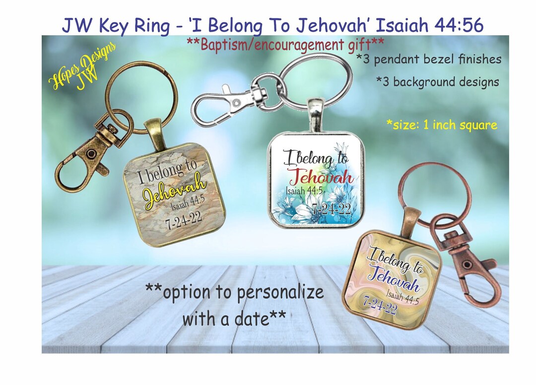 JW Gifts/jw Key Ring 'I Belong to Jehovah' - 3 Designs/option to ...
