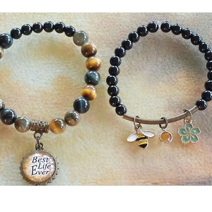 JW Gifts/semi-precious Stone Bracelets With Charm/stretch Stackable ...