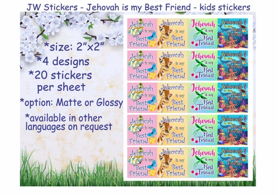 JW Kids Stickers Jehovah is My Best Friend/2x2 - Etsy