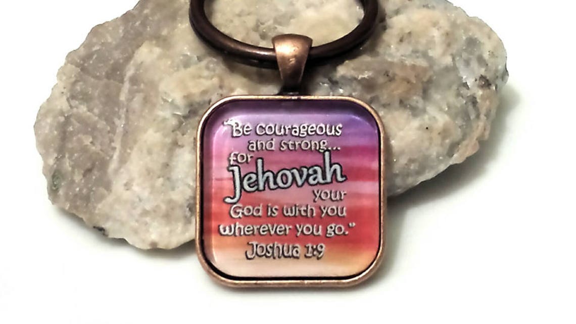 JW Gifts/jw Key Ring Silver, Copper/'be Courageous and Strong'/joshua 1 ...