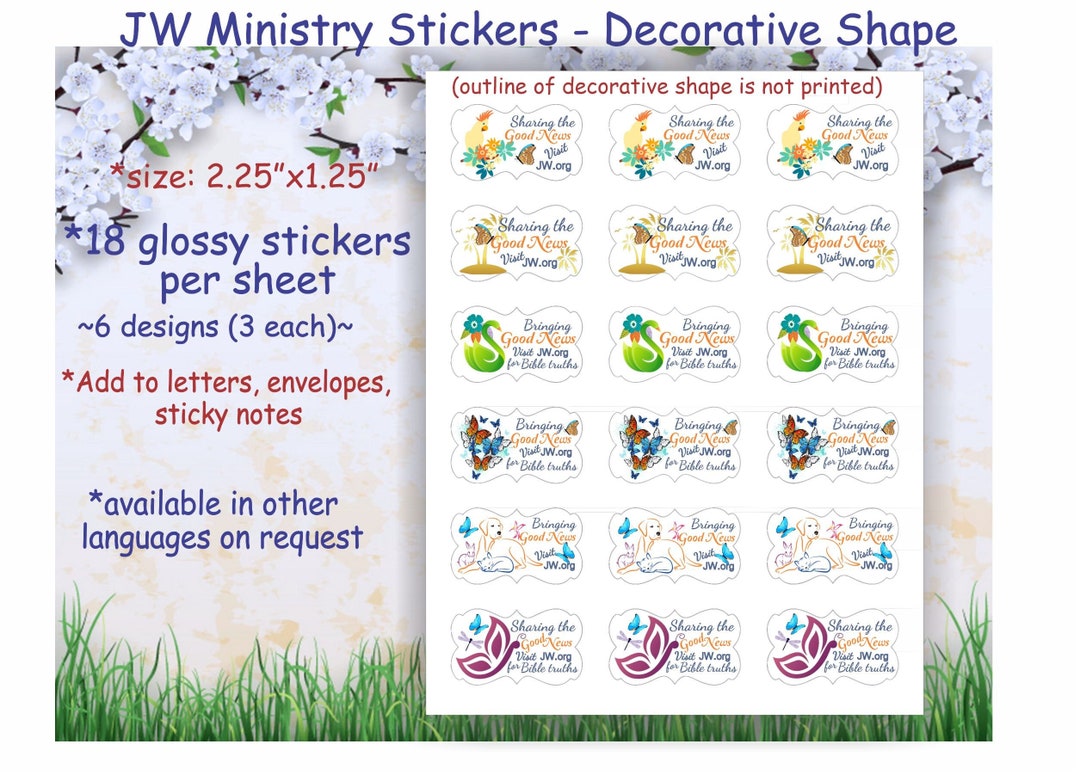 JW Ministry Stickers: Decorative Shapes, Glossy Finish (18 per Sheet ...