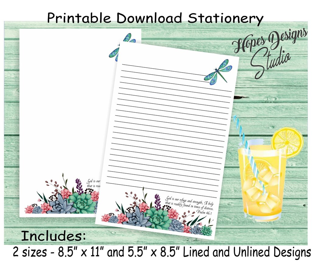 Floral Dragonfly Stationery: JW Letter Writing Paper (PDF & Word) - Etsy