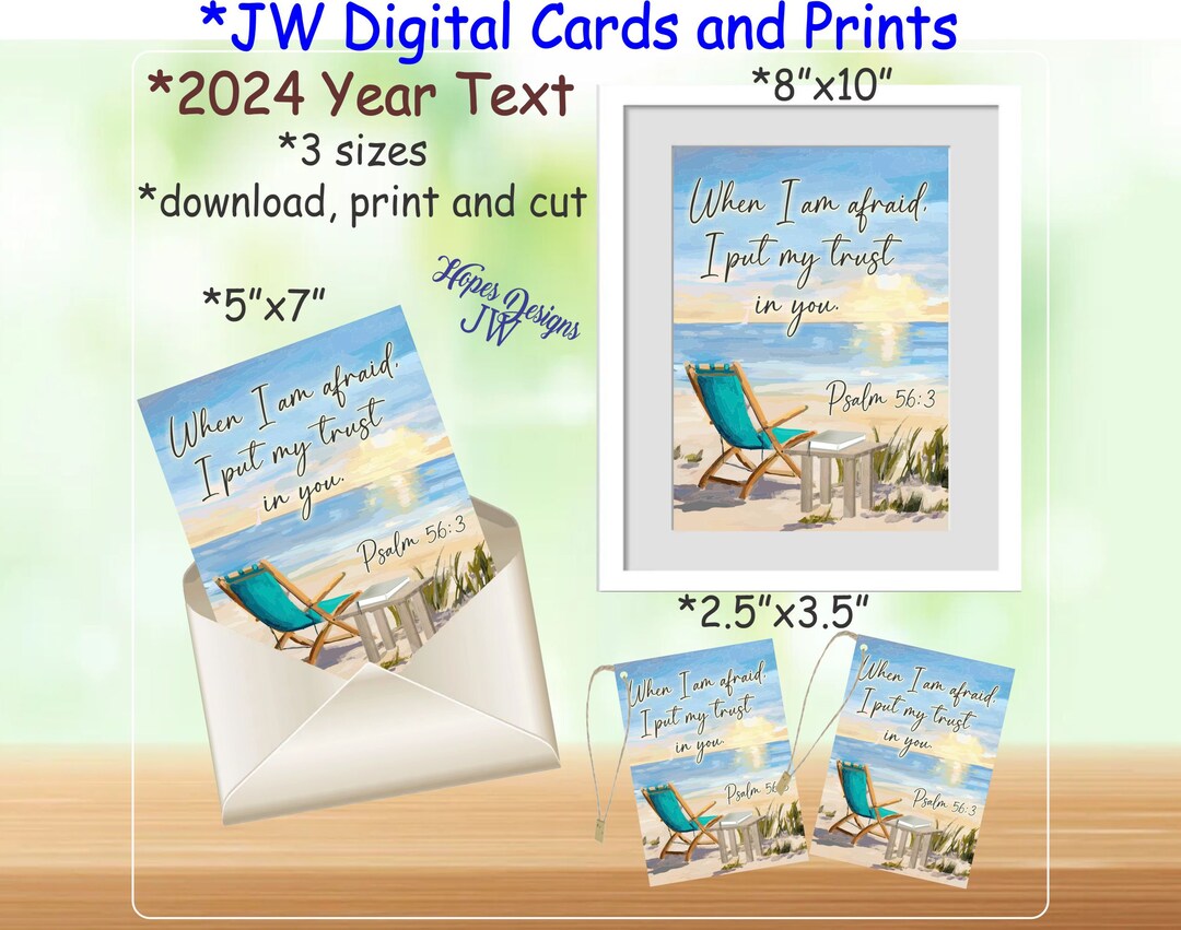 JW Digital Cards and Prints - 2024 Year Text Psalm 56:3 - Beach Chair ...