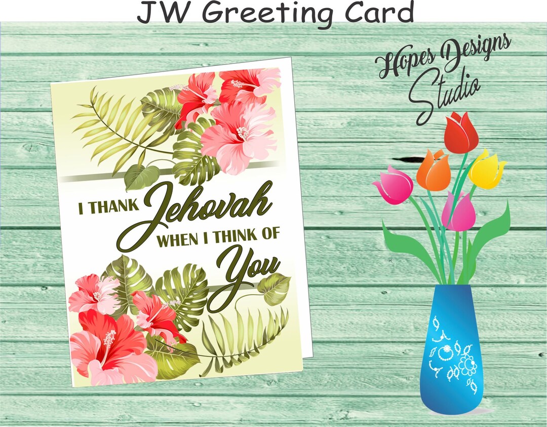 JW Gifts/jw Greeting Card/'i Thank Jehovah' Tropical Floral Design/jw ...