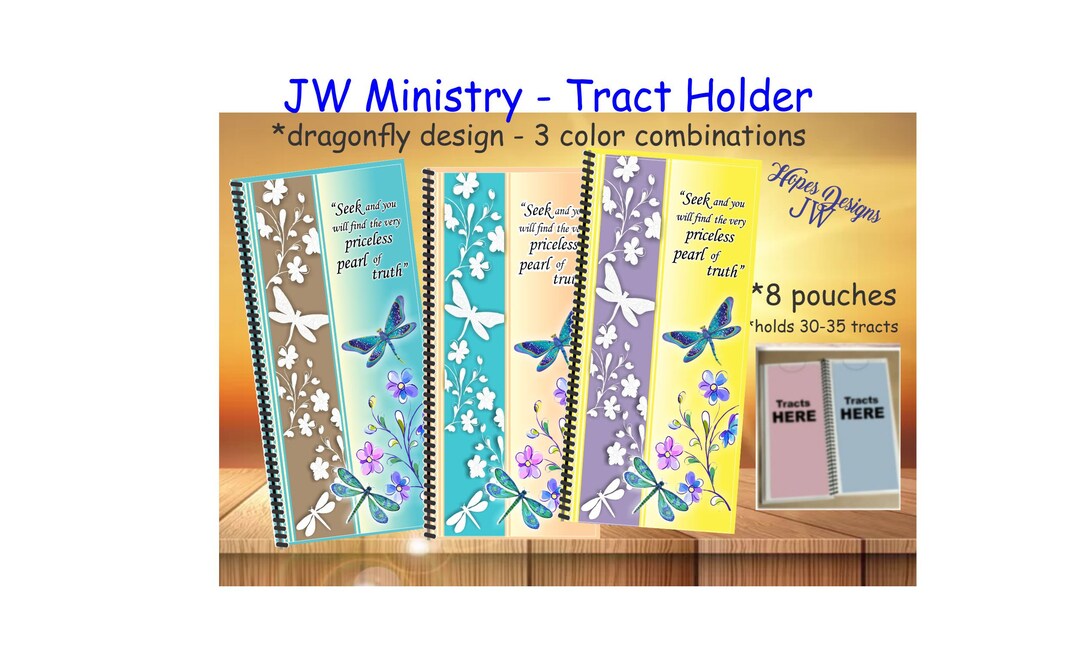 JW Tract Holder: Ministry Organizer - Dragonfly Design - 3 Color ...