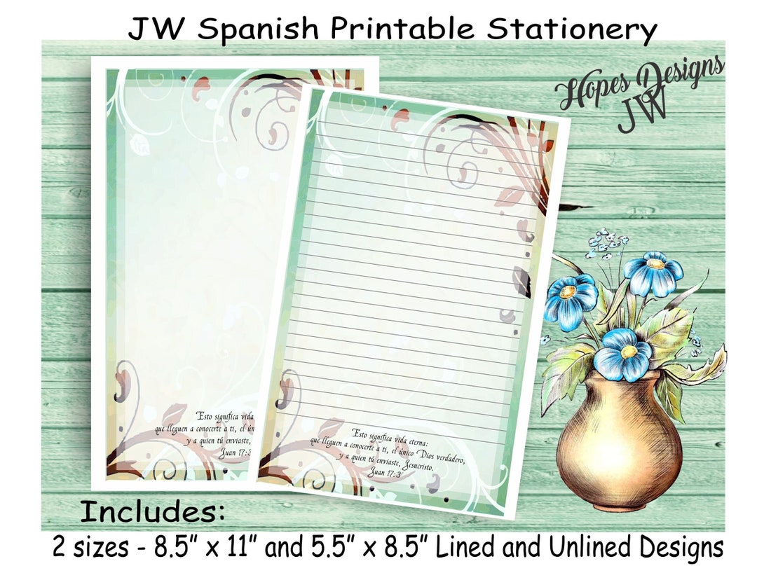 JW Spanish Stationery: Vintage Teal Design (PDF & Word Files) - Etsy