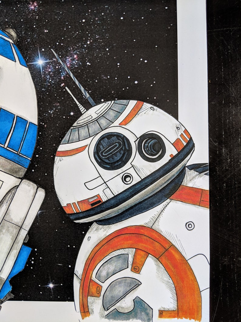 Star Wars R2D2 & BB8// DROIDS// Digital Print - Etsy