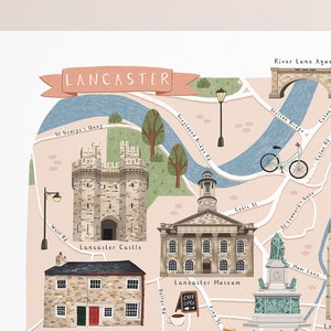 Lancaster Map, Illustrated Map of Lancaster, Lancaster Print, Lancaster ...
